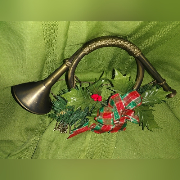 Holiday | Vintage Brass Colored French Horn Bugle Christmas Decoration ...